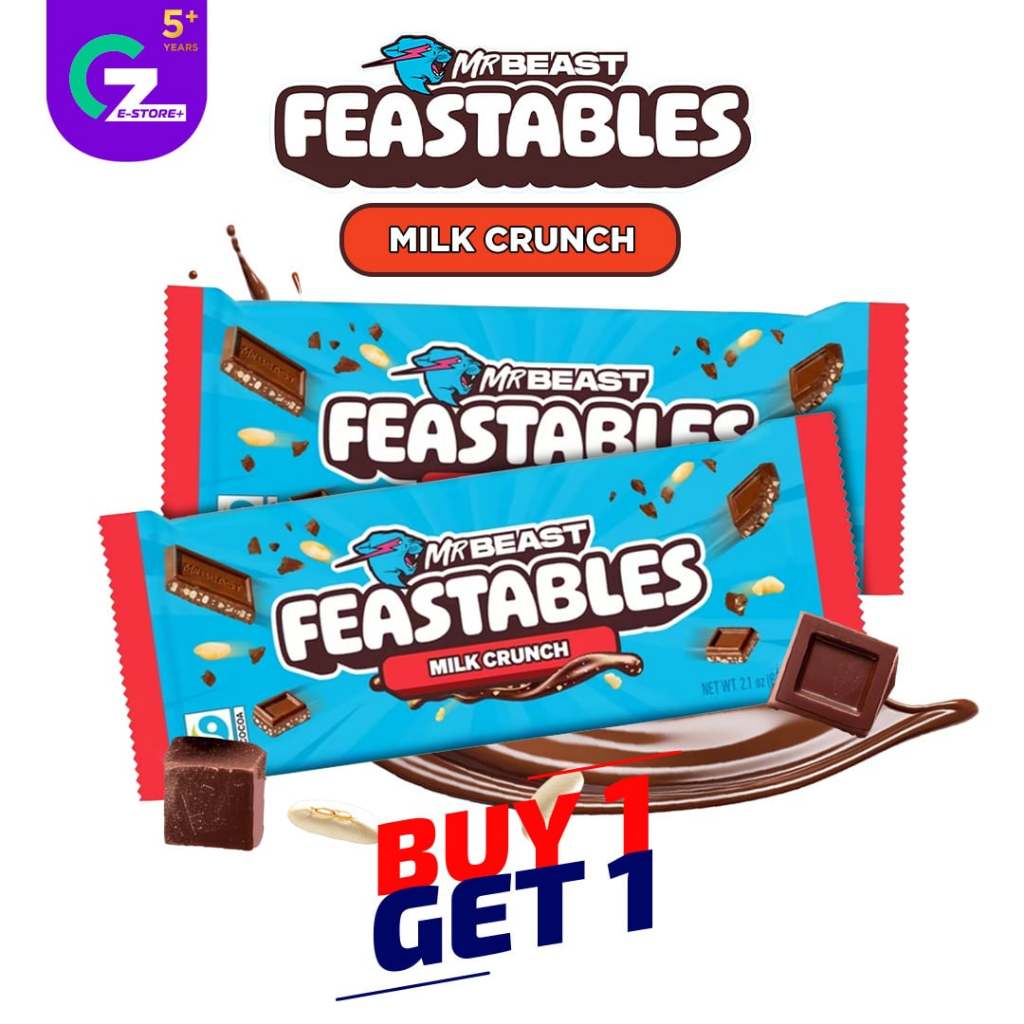 BUY1 GET1 Mr Beast FEASTABLES Chocolate Bar and Other Flavors x2 60g ...