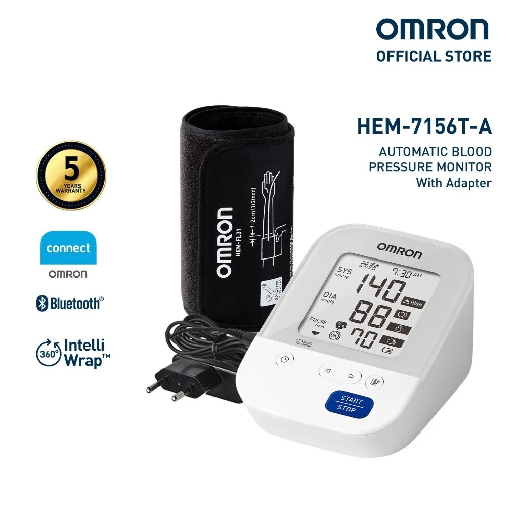 Omron HEM-7156T-A Automatic Upper Arm Blood Pressure Monitor BPM Digital w/ Bluetooth ...