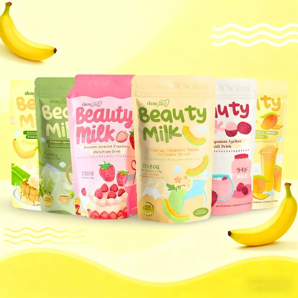 Dear Face Beauty Milk Matcha, Melon, Ichigo, Lychee,Banana Flavor ...