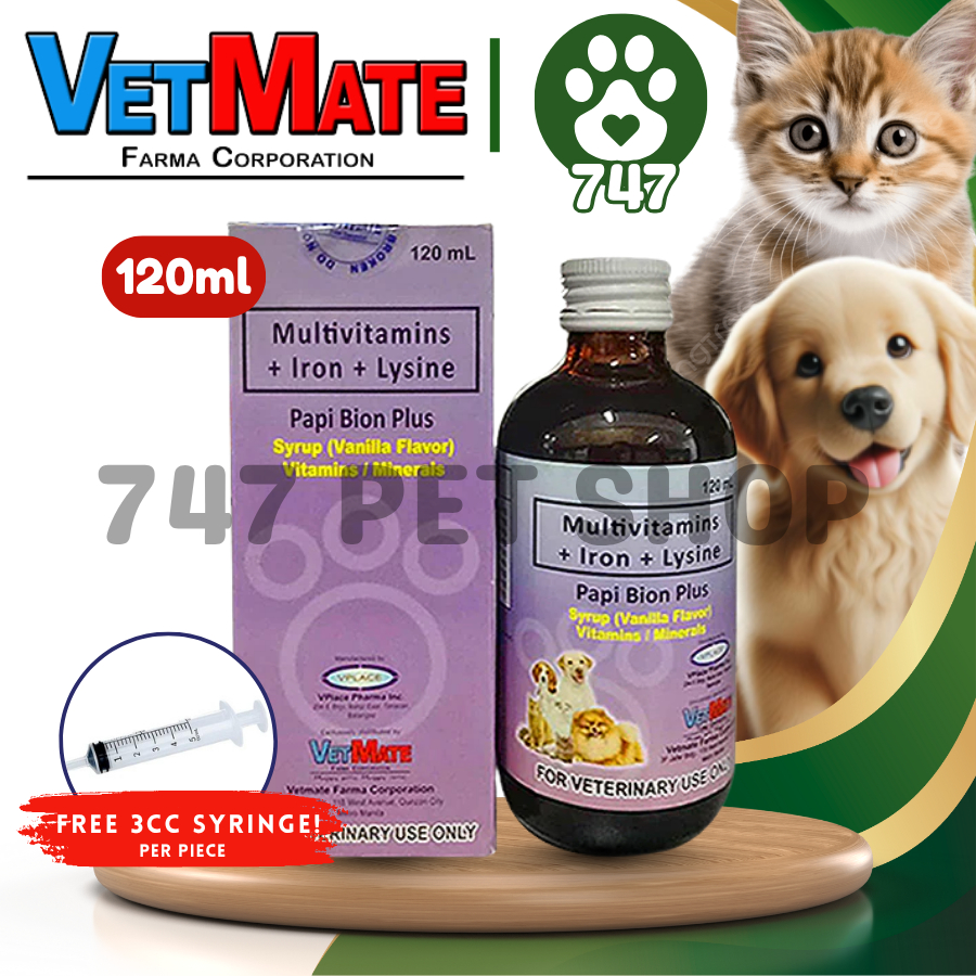 120ml VetMate Papi Bion Plus Syrup Dog Cat Supplements Vitamins All ...