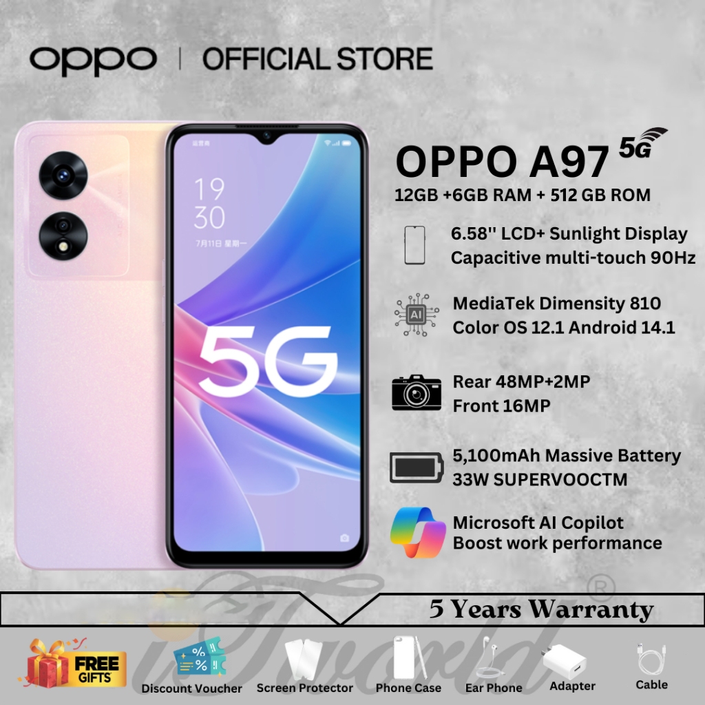 Original A97 5G 12GB RAM +512GB ROM Android Phone|Mediatek Dimensity ...