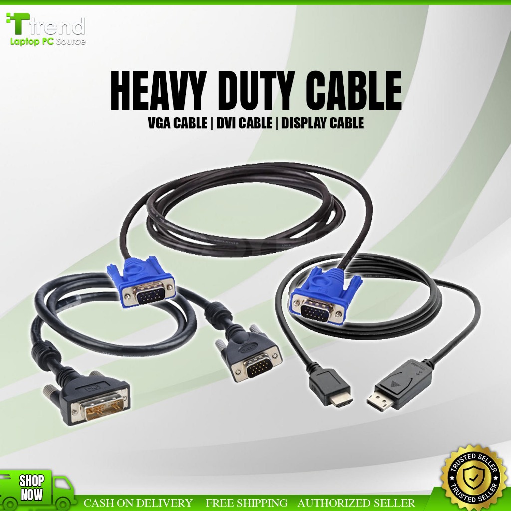 Heavy Duty 1.5M VGA DVI DP Cable for Desktop Monitor | Laptop External ...