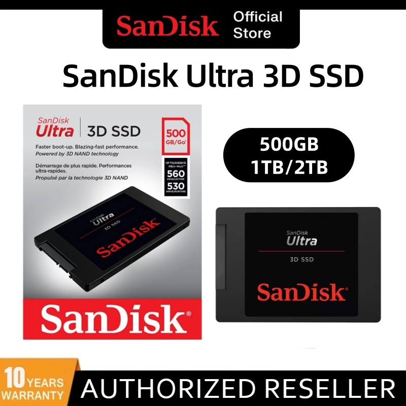 SanDisk Ultar 3D SSD Original (500GB 1TB 2TB) SATA III 3D NAND Internal ...