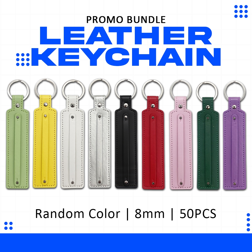 50pcs Customizable 8mm Leather Keychain Colorful DIY Car Key Holder ...
