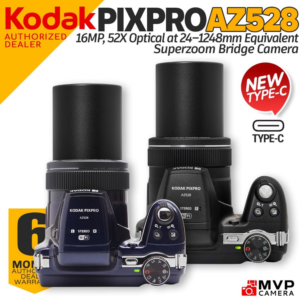 KODAK PIXPRO AZ528 Digital 16MP 24-1248mm 52X Zoom Equivalent Bridge ...