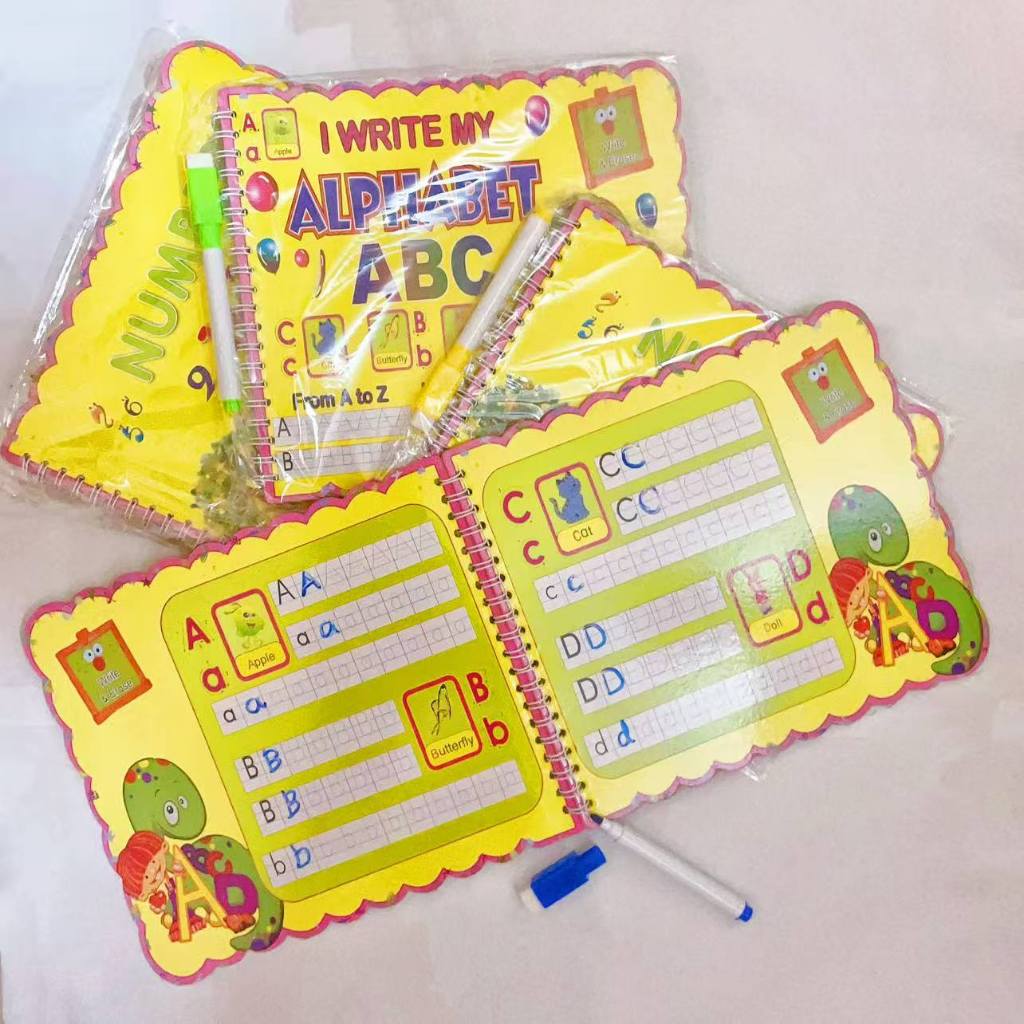 Reusable Writing Alphabet books write & erase learning books w/erasable ...