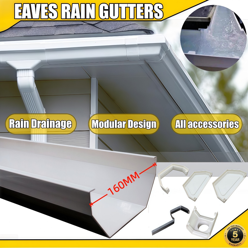 PVC Roof Rain Gutter 160mm | Downspout & Fittings | 4ft/8ft Roof ...