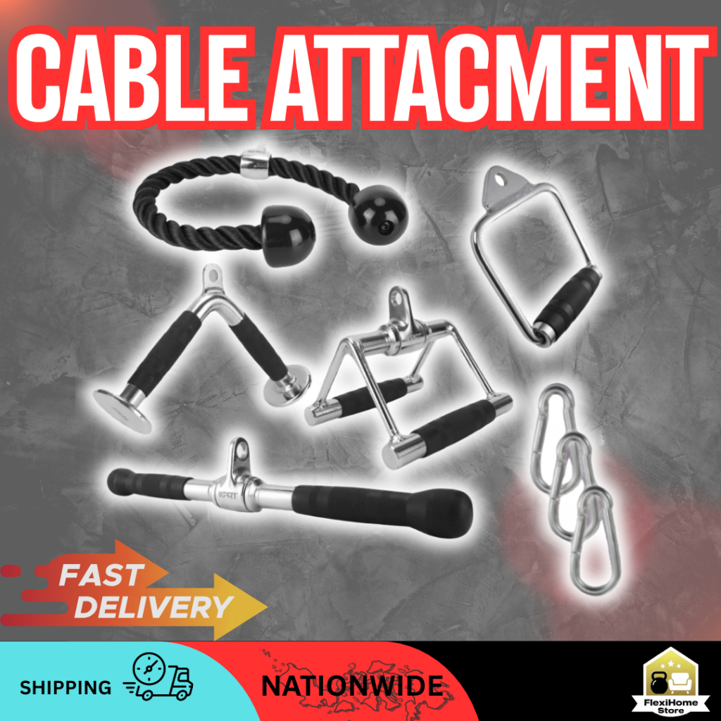 Cable Machine Attachment Set – Includes LAT Pulldown Bar, Tricep Rope ...