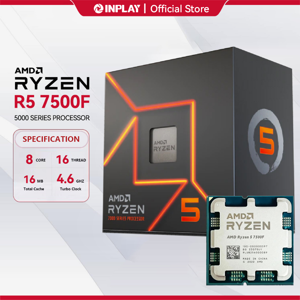 AMD Ryzen 5 7500F Desktop Processor 3.7GHz 6-Core 12-Thread 5NM L3=32M ...