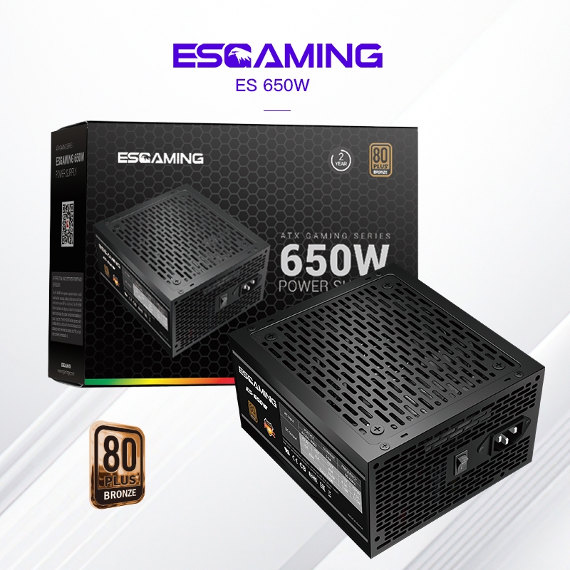 Esgaming Computer 650W ATX Power Supply PSU Full Modular 80 Plus Bronze ...