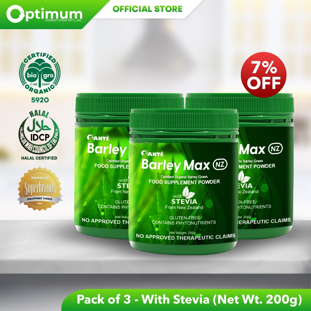 Sante Barley Max Powder 200g canister with Stevia Certified Organic ...