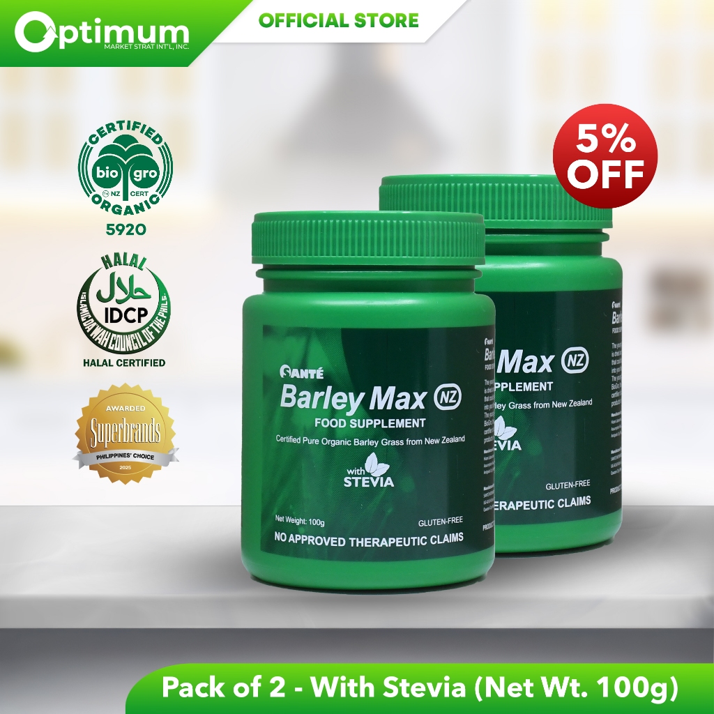 Sante Barley Max Powder 100g canister with Stevia Organic Barley Grass ...