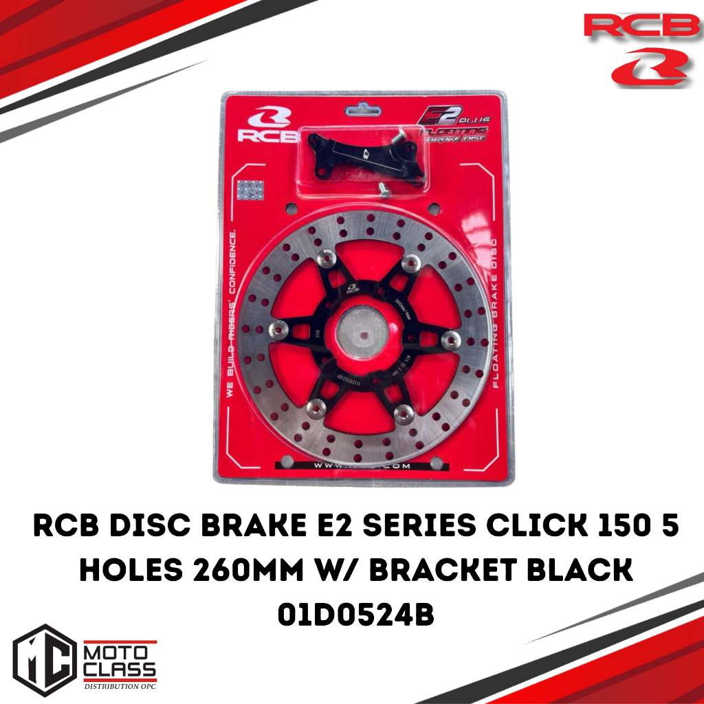 RCB DISC BRAKE E2 SERIES CLICK 150 5 HOLES 260MM W/ BRACKET BLACK AND ...
