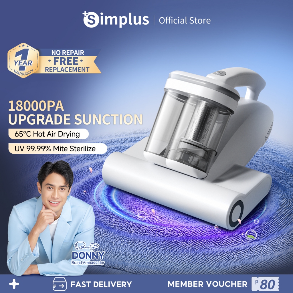 Simplus Dust Mite Vacuum Cleaner 18000Pa UV Sterilization 6-Layer Filtration with Aroma ...
