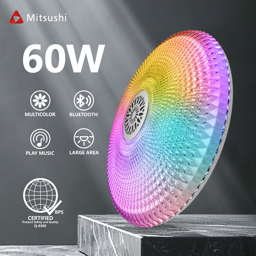 Mitsushi 48W/60W Color LED Ceiling Light with Bluetooth Speaker Remote ...