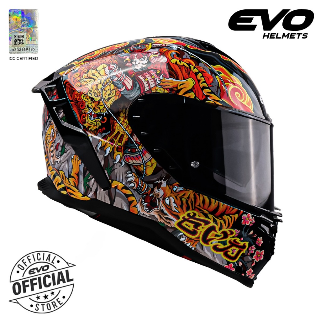 EVO SR-09 Tatakai Full Face Dual Visor Helmet Motorcycle with Free ...