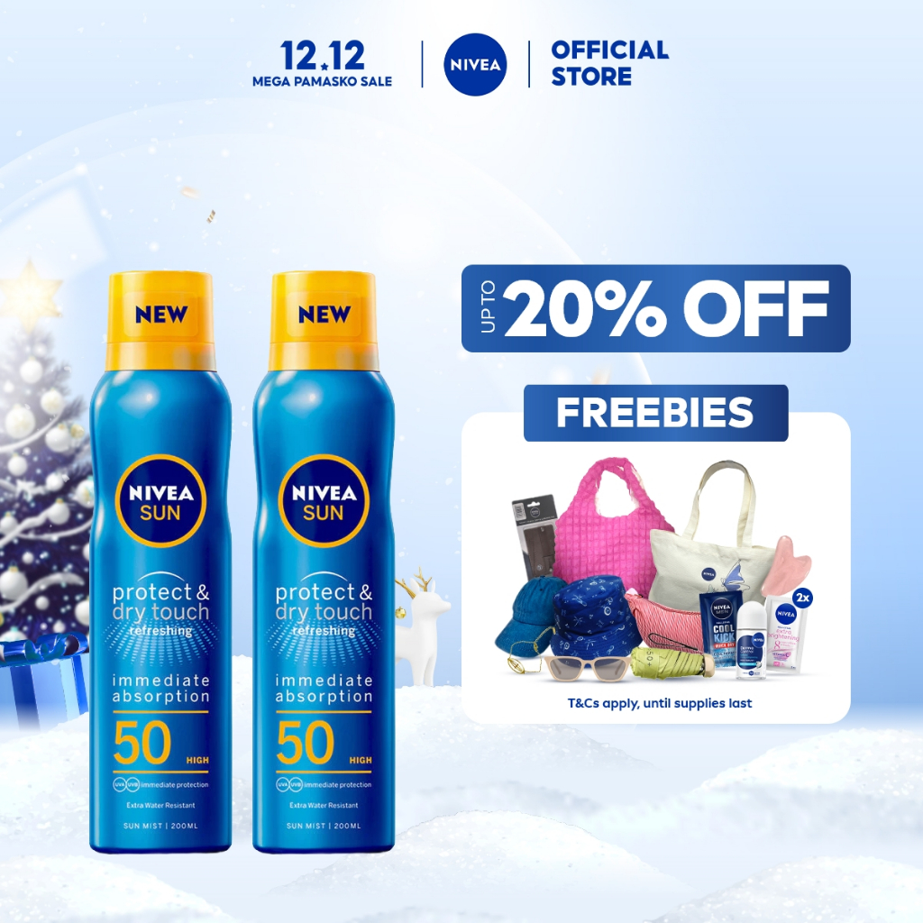 PACK OF 2 NIVEA Sun Protect & Dry Touch Refreshing Spray, Sunblock with ...