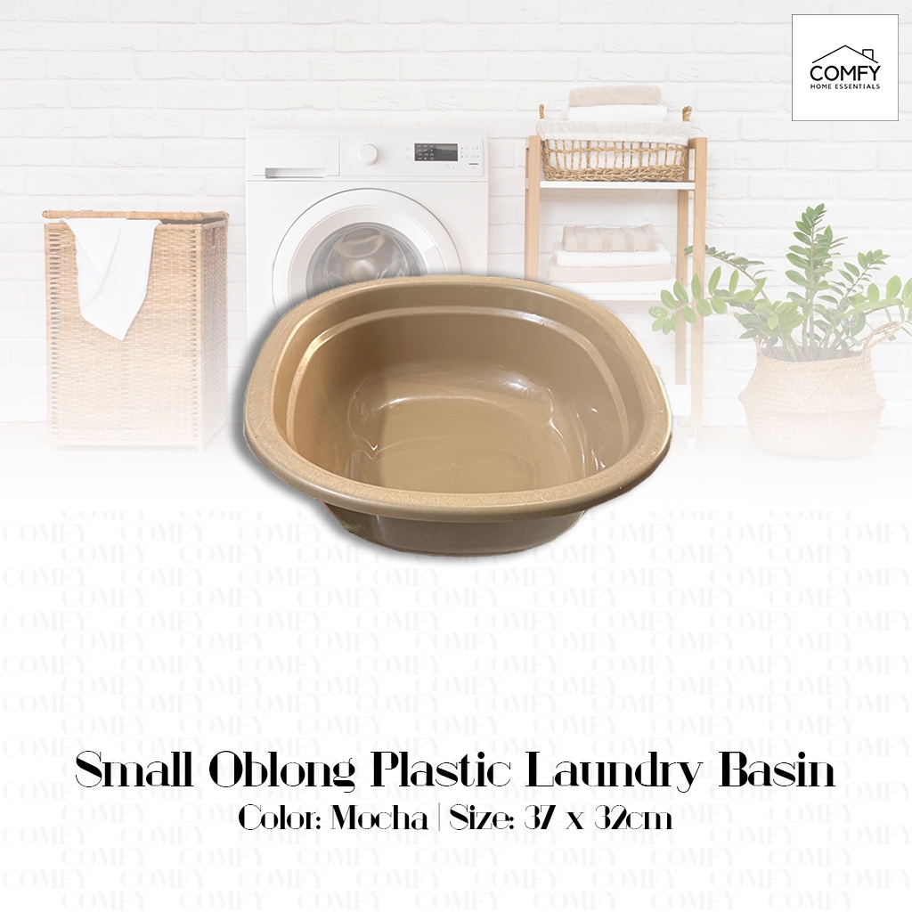 Small Oblong Plastic Laundry Basin Cute Aesthetic Mocha Beige Household ...