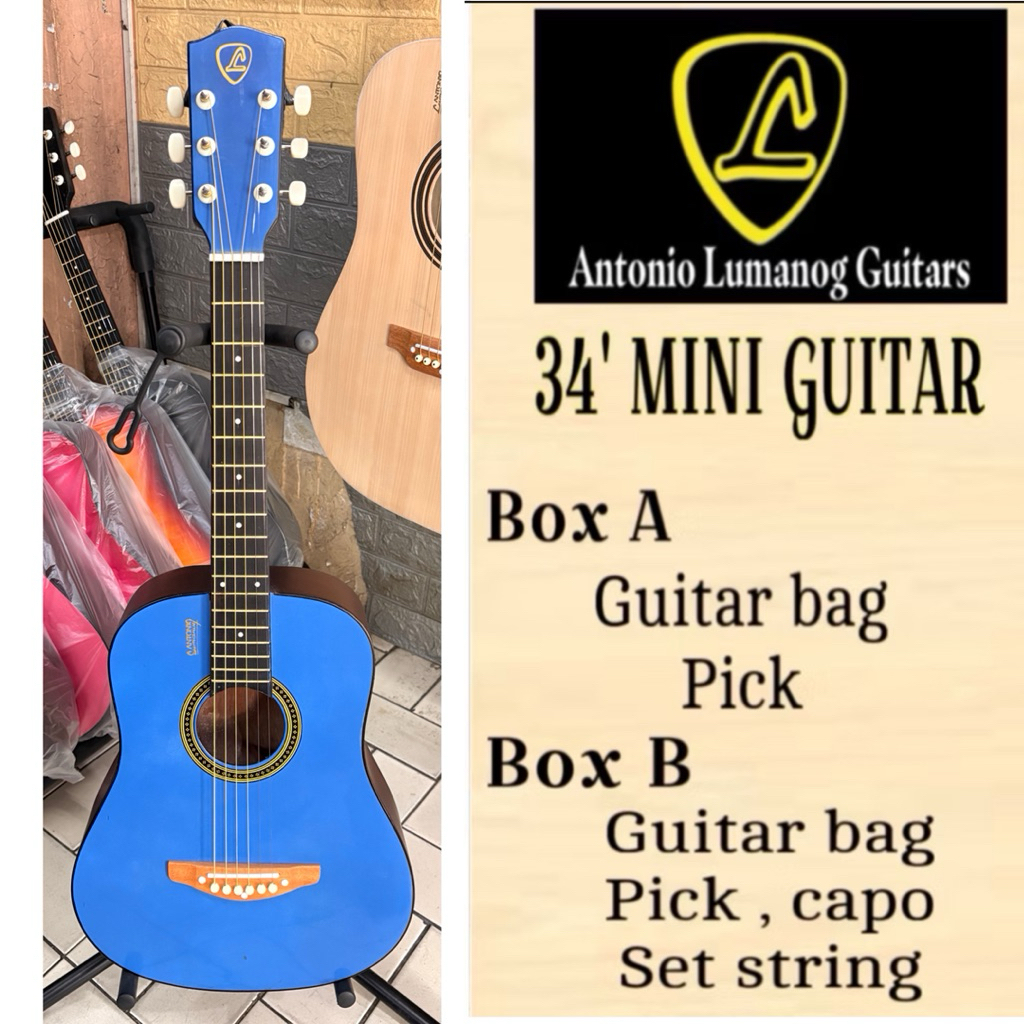Lumanog Mini Guitar 34' Low Action w/ freebies | Shopee Philippines