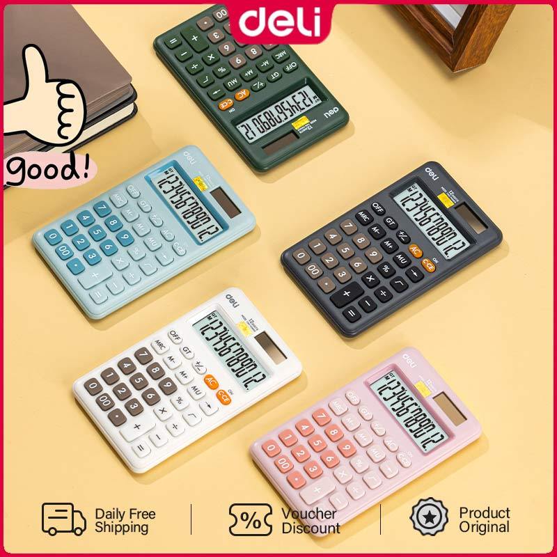 Deli 12-Digits Portable Calculator Casio Mini Calculators School Office ...