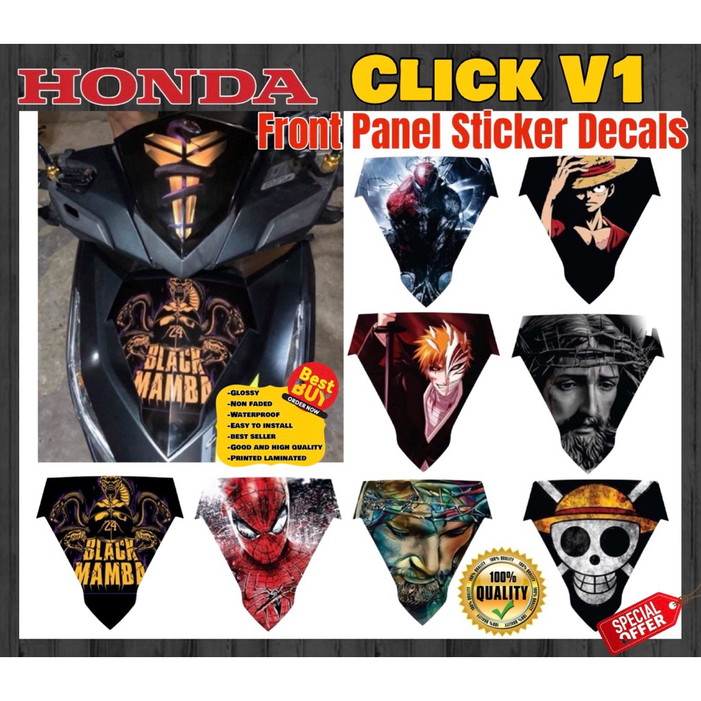 HONDA CLICK V1 FRONT PANEL COVER STICKER DECALS PRINTED LAMINATED in ...