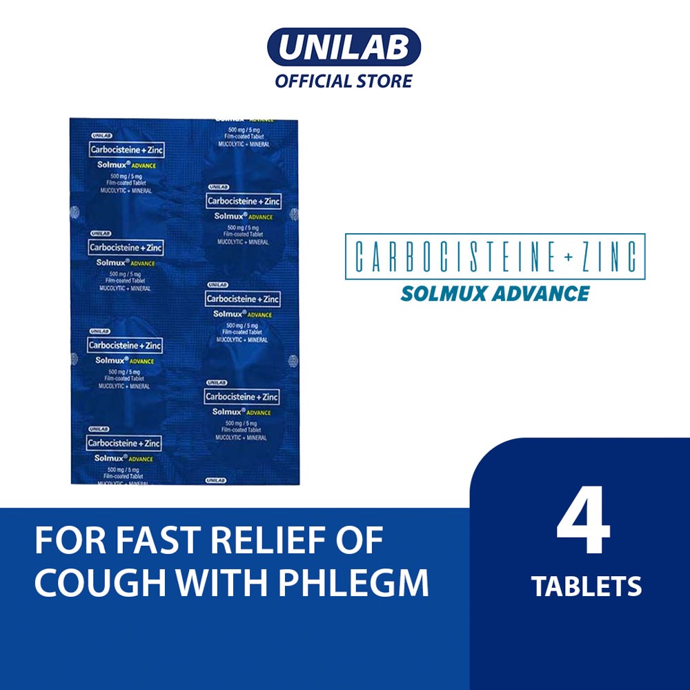 Unilab Solmux Advance 4 Tablets - Cough with Phlegm Medicine ...