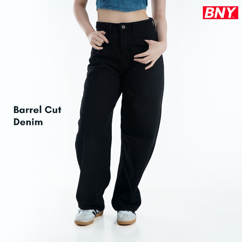BNY LADIES' BARREL FIT DENIM BLACK (540) | Shopee Philippines