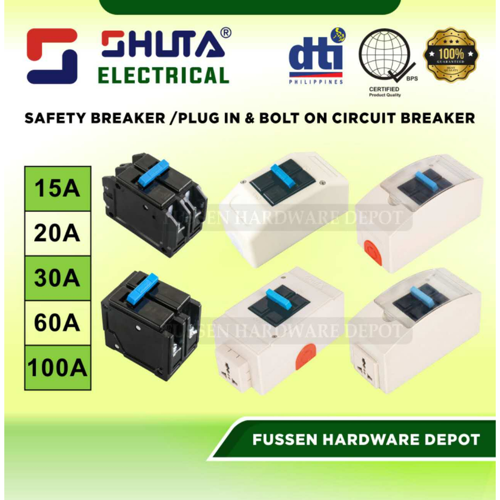 Safety Breaker w cover & socket Bolt on Circuit Breaker Aircon outlet ...
