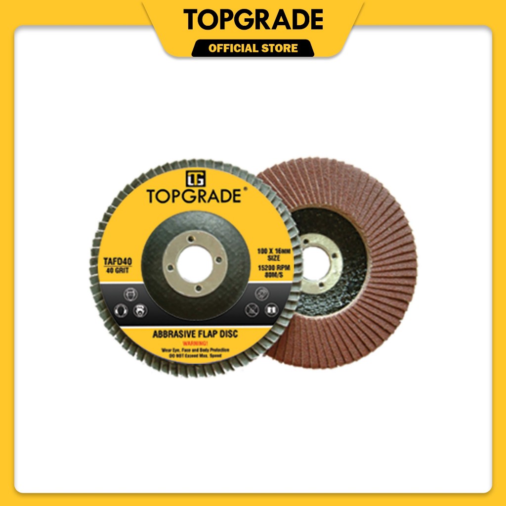 TOPGRADE TAFD100 Abrasive Flap Disc 100 Grit 100x16mm (10 pcs) | Shopee ...