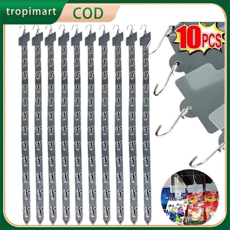 10PCS Plastic Hanging Strips 12 Hook Station For Retail Store Display ...