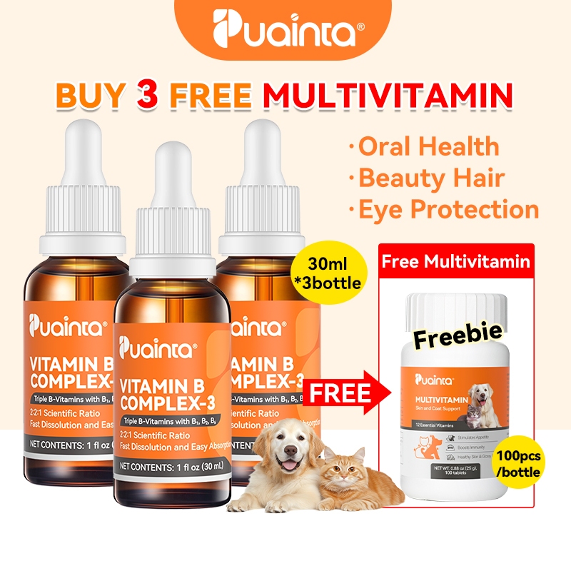 PUAINTA Pet Multi Vitamin B Complex for Dogs Cats Hair Loss Relief Oral ...