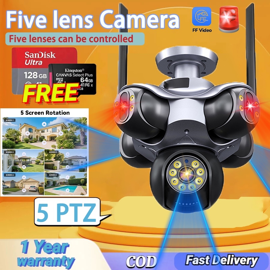 Five lens 5 Screens 5PTZ 25MP Wifi Outdoor Auto Tracking Wireless CCTV ...