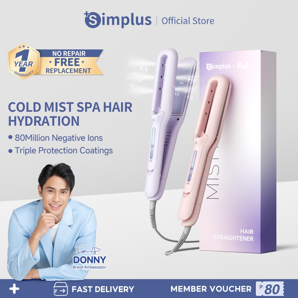 Simplus Hair Straightener Iron With Cold Mist 80 Million Negative Ions ...