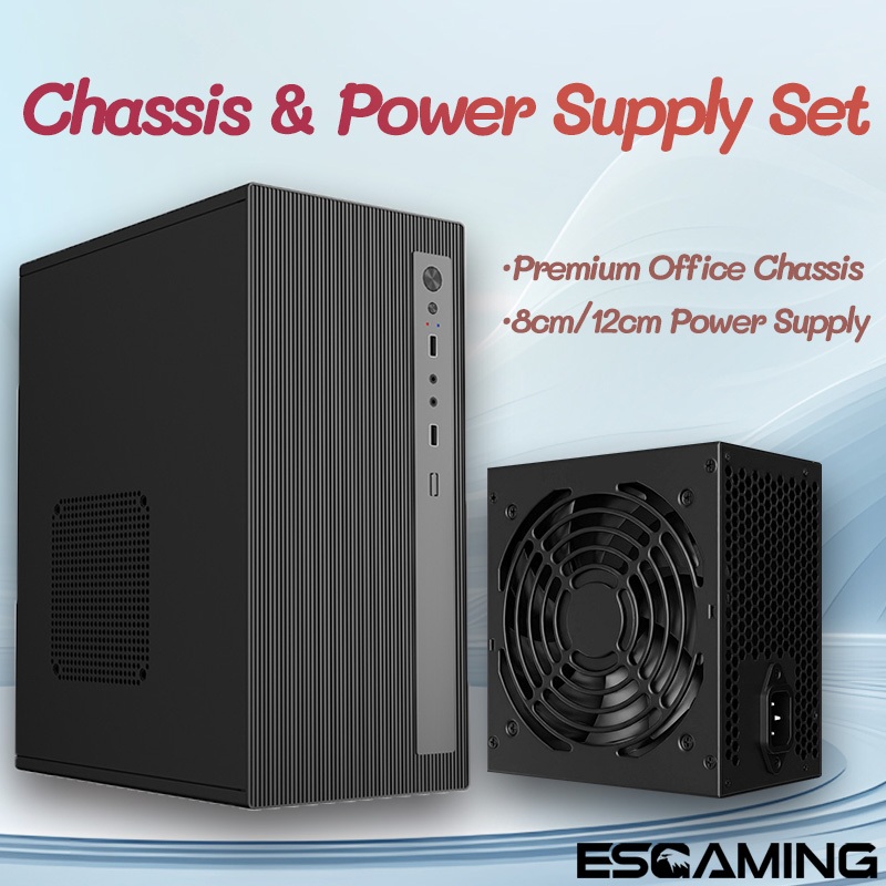 ESGAMING Bundle PC Office Case & 750W Power Supply Micro ATX/ITX Pc ...
