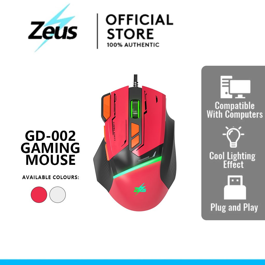 Zeus x GUNDAM (GD-002) RGB LED 8-button wired gaming mouse with cool ...
