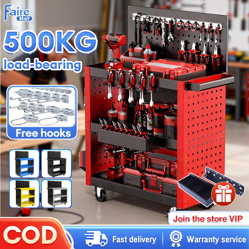 3 Layer Trolley Tool Cart load Universal wheel brake anti slip ...