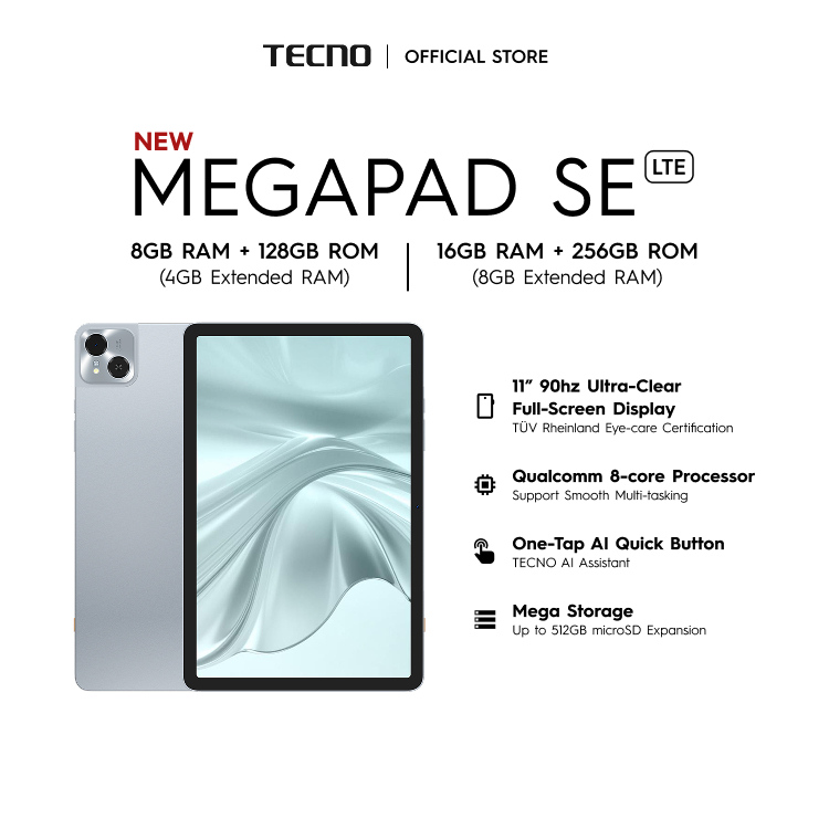 [PAYDAY 15] TECNO MEGAPAD SE 8GB (4+4)128/256| 8-Core Qualcom Processor ...