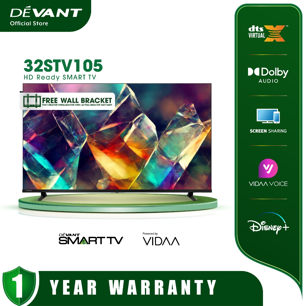 DEVANT 32STV105 32 inch HD Smart TV - Netflix, Disney+ and FREE Wall ...