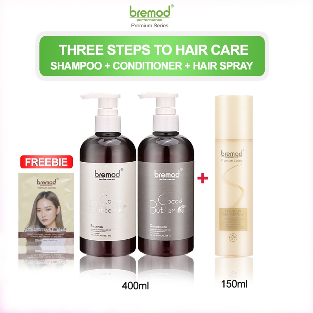 Bremod Premium Series Cocoa Butter Shampoo Conditioner Care Treatment ...