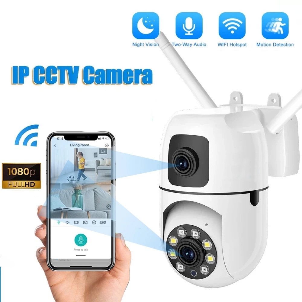 V380 Dual Lens CCTV Auto Tracking WiFi Outdoor Camera Waterproof Full ...