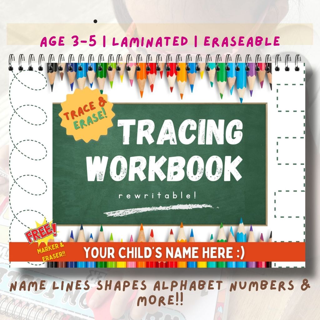 Laminated Tracing Book for Kids | Alphabet Numbers Shapes | Reusable ...