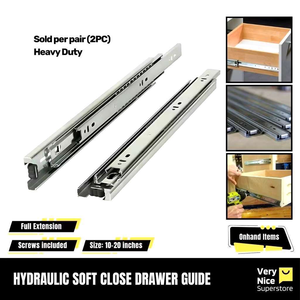 DUTY Drawer Slide Three-section Rail 10"/12" /14" / 16" / 18"/20"" Over ...