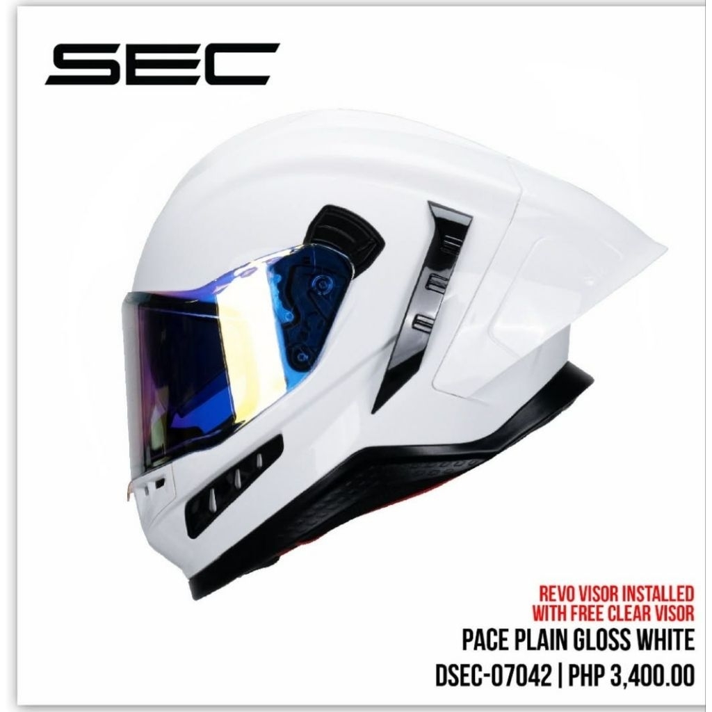 SEC PACE PLAIN FULL FACE HELMET (REVO LENS INSTALLED) | Shopee Philippines