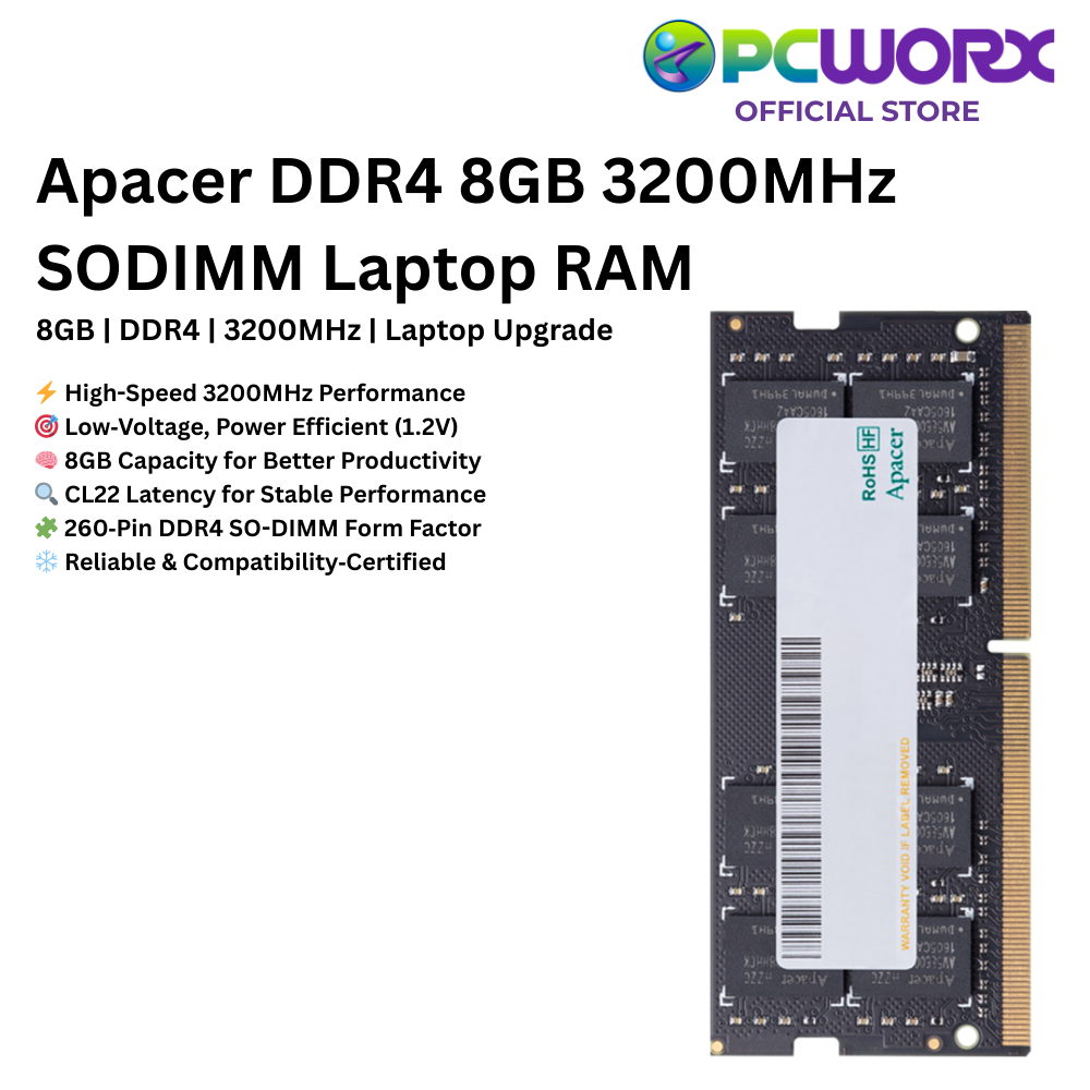 Apacer 8GB RAM DDR4 3200MHz Laptop Memory SODIMM | High-Speed Notebook ...