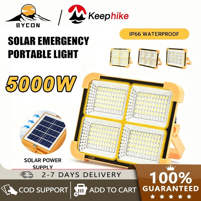 Outdoor 5000W LED Solar Flood Light - Rechargeable Emergency Light ...