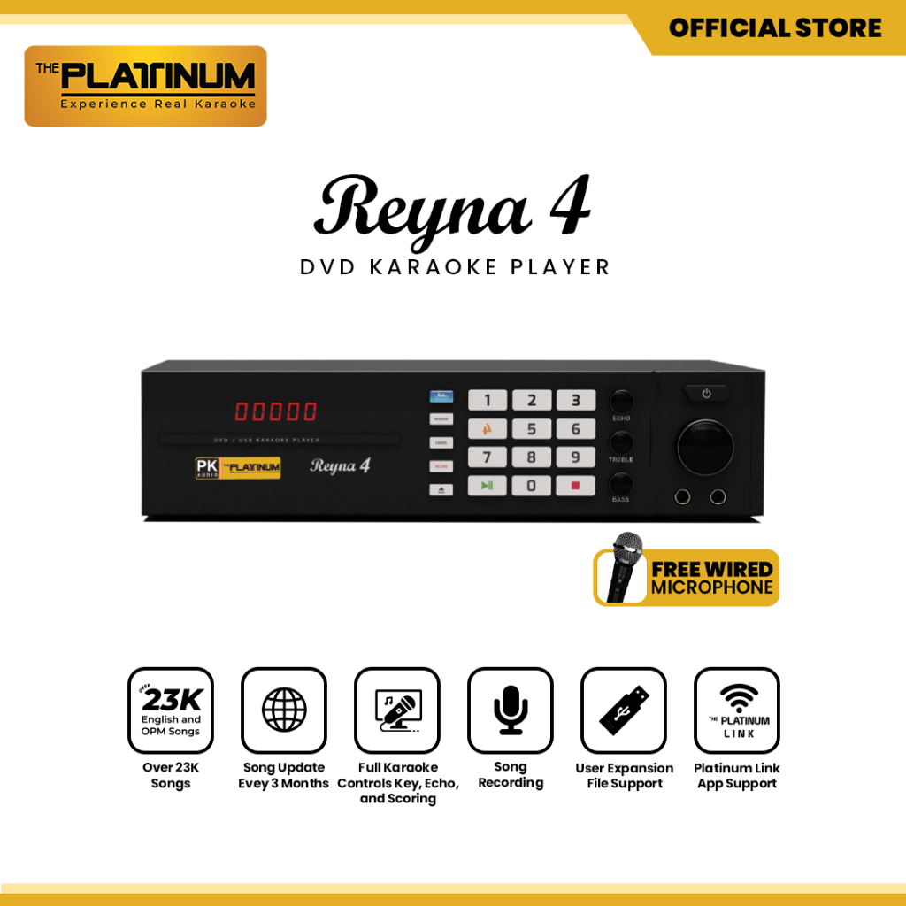 Platinum Karaoke Reyna 4 Player with 23,000++ Songs with Wired ...