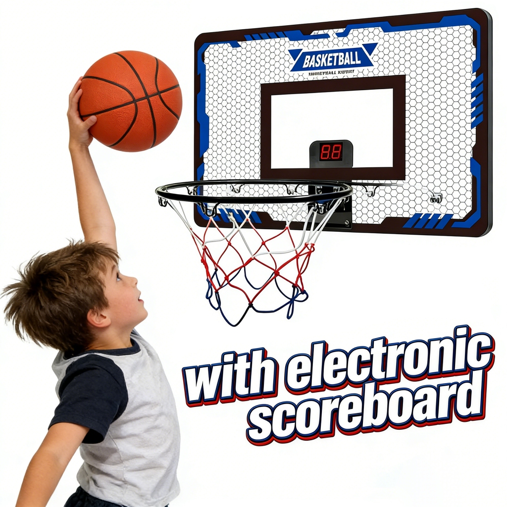 Hanging Basketball Hoop for Kids With Scoreboard - No Drilling Required ...