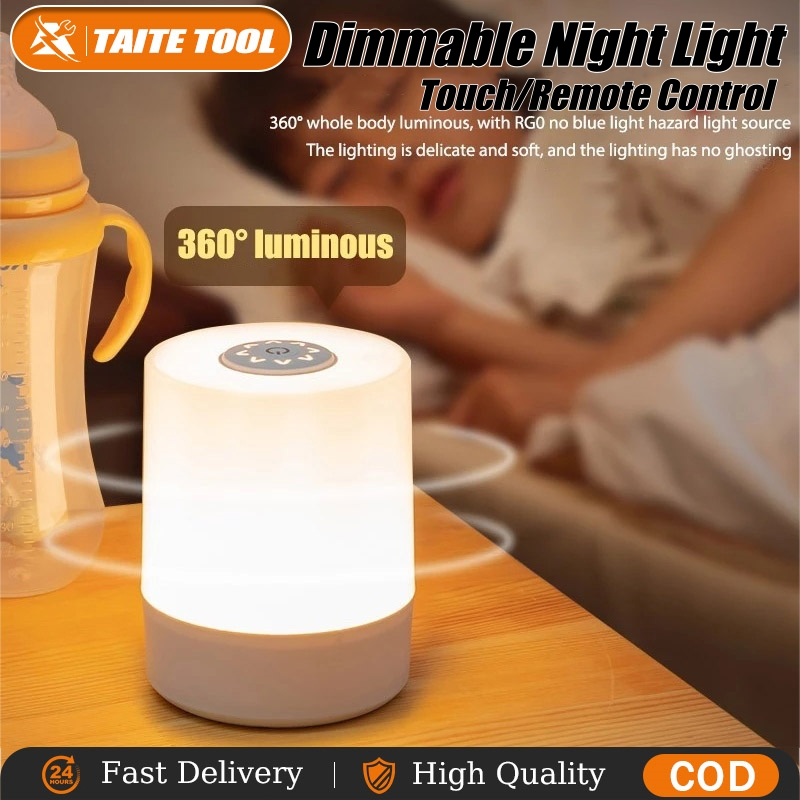 Rechargeable Bedside Lamp Dimmable Touch Tricolor Night Light Table LED ...