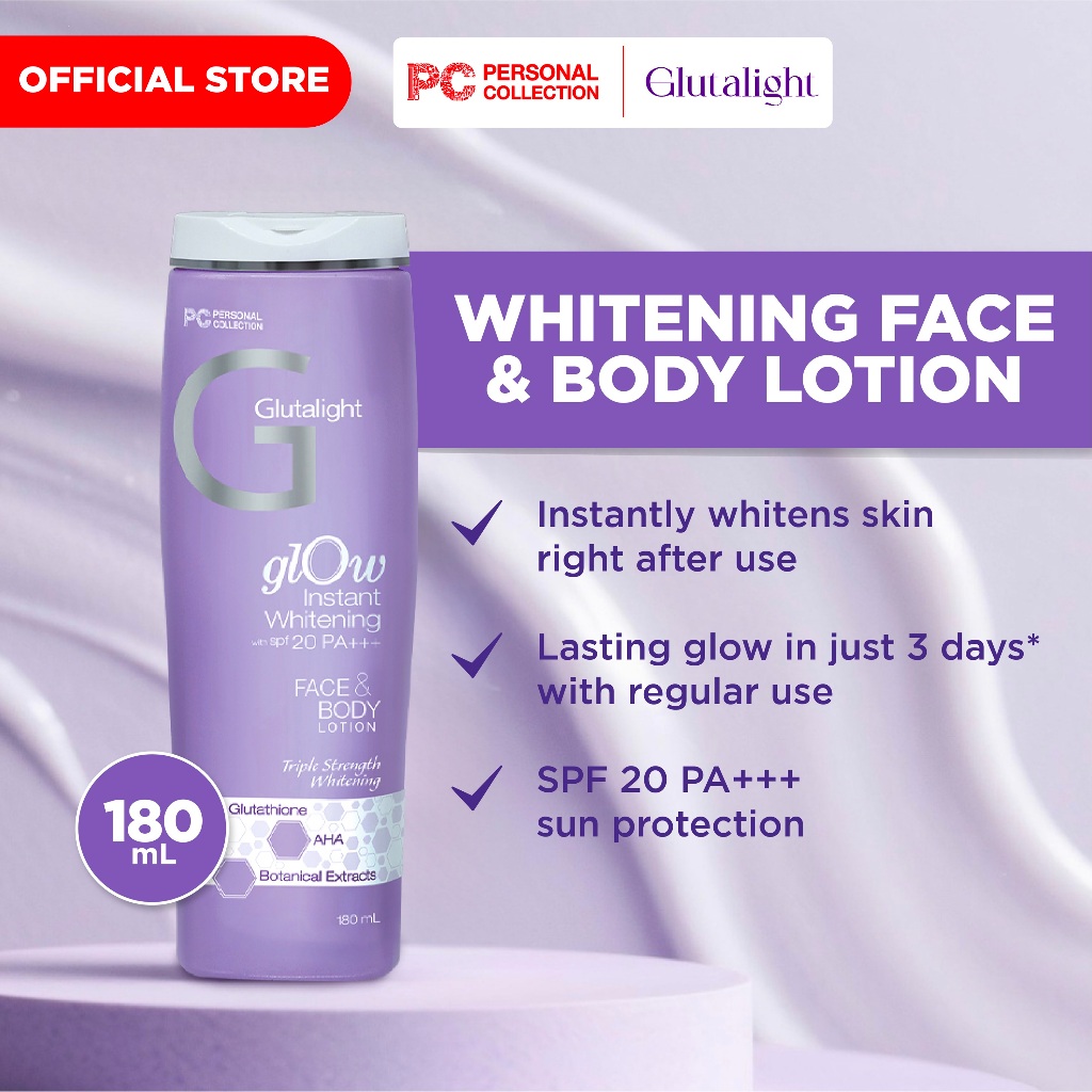 Glutalight Glow Instant Whitening Face & Body Lotion 180ml (Whitening ...