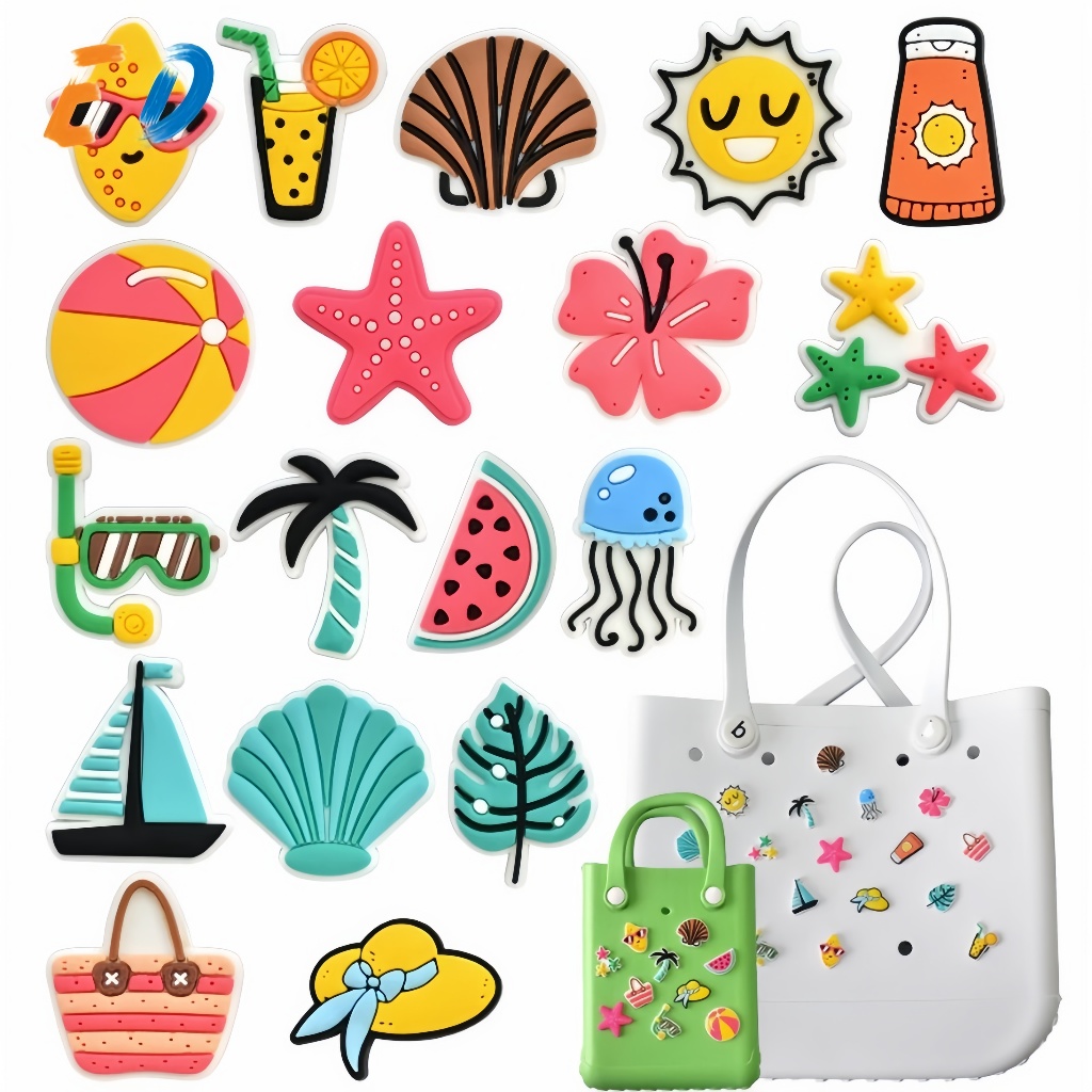 18Pcs Cute Beach Stickers Charms Pins Accessories For Girls Tote Bags ...